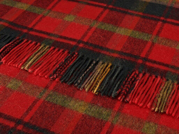 Tartan Plaid- Merino Lambswool Throw Blanket- Dark Maple Tartan - Made